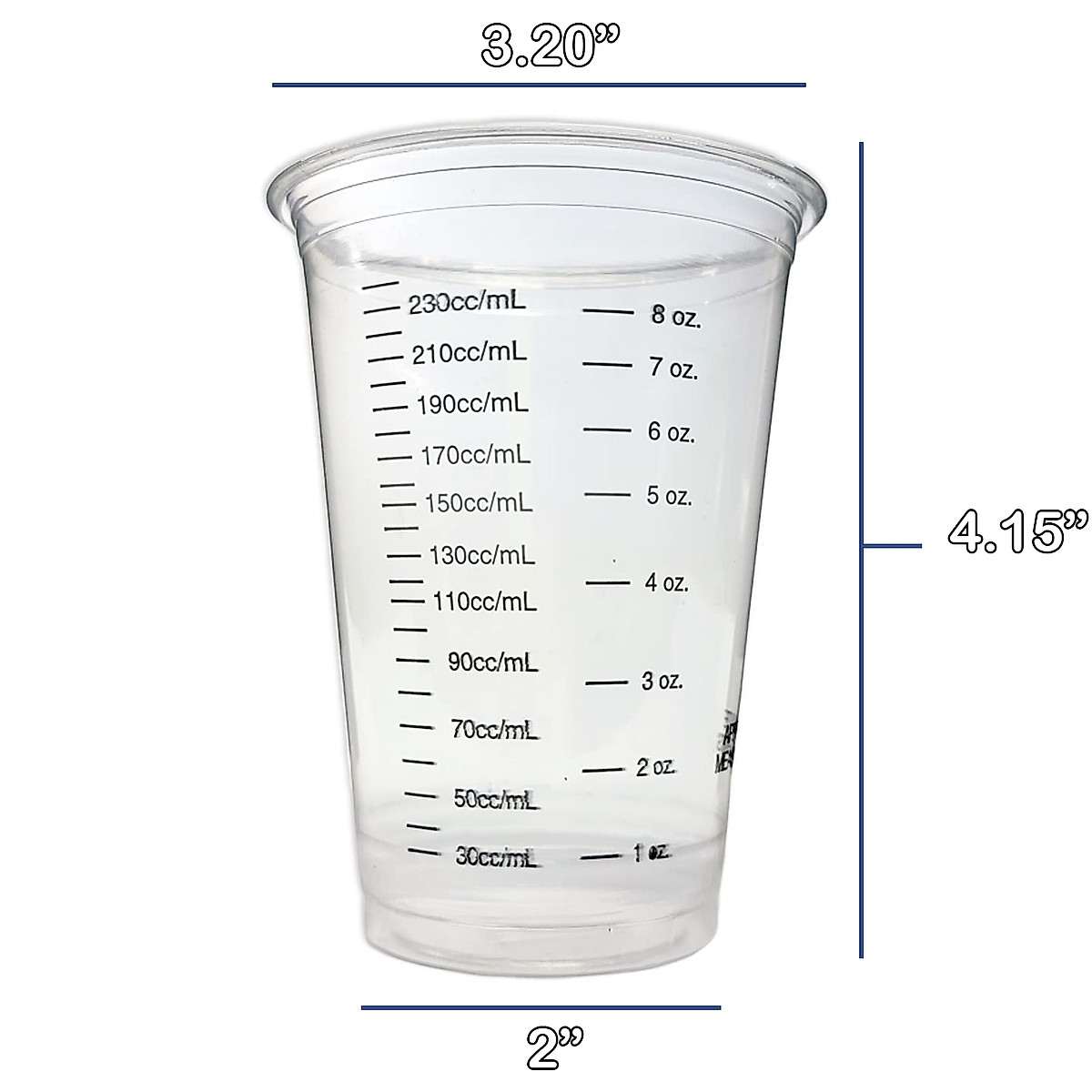 20 8oz Disposable Graduated Clear Plastic Cups for Mixing Paint, Stain, Epoxy, Resin