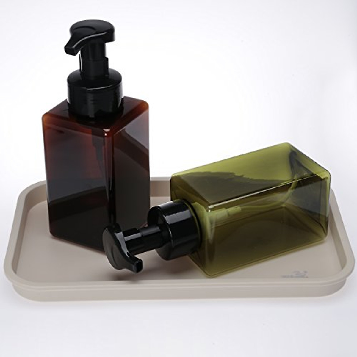 UVIVIU 450ml(15oz) Plastic Foaming Soap Dispensers, Refillable Foam Hand Soap Dispenser Pump Bottle for Liquid Soap Shampoo Bathroom Kitchen Sink (Brown 2 Pcs)