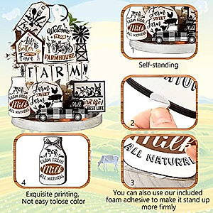 14 Pieces Farmhouse Tiered Tray Decor Home Tiered Tray Decor Rustic Wooden Home Decor Wood Bead Garland with Tassel Mount Window Frames Decor for Farmhouse Home Kitchen Shelf(Farm Style)