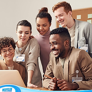 Retractable Badge Reels (Transparent, 10 Pack) w/Bulldog Clip & Snap Strap to Secure ID Name Card Holders by Mifflin