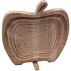 UXZDX Shopping Basket,Foldable Basket Basket in Bamboo in Form of Apple for Fruits (Wood Log)