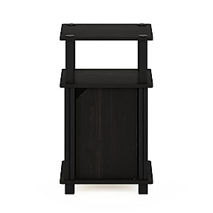 Furinno Brahms 3-Tier End Side Sofa Table/Nighstand with Door, 1-Pack, Espresso/Black