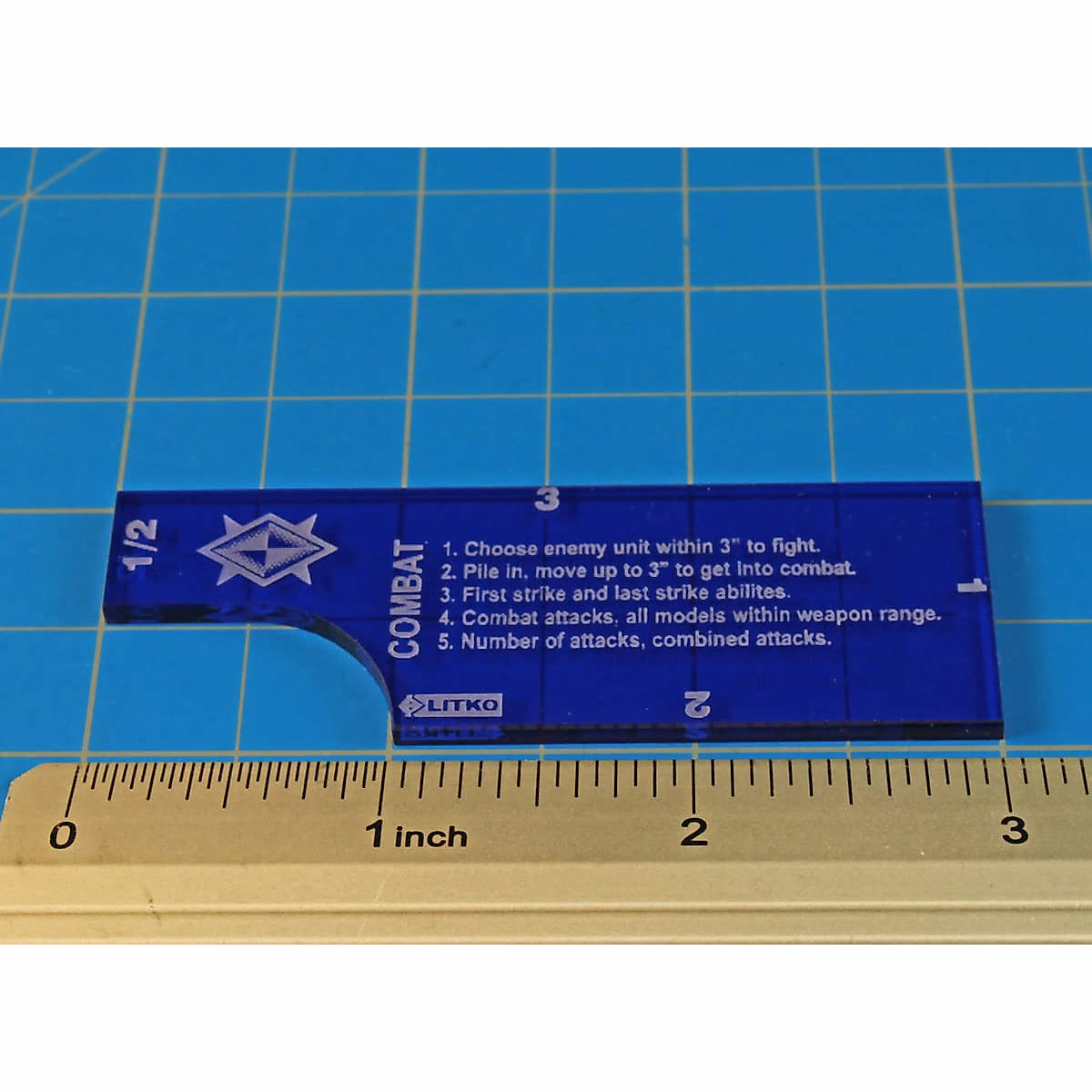 LITKO 3-inch Fight Gauge | Combat Movement | Compatible with Warhammer Age of Sigmar 3rd Edition (Translucent Blue)
