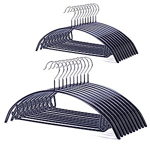 Nature-Smile 20 Pack Non Slip Suit Hanger,Coat Jacket Hangers,Sweater Hangers,PVC Coating Metal Hangers for Pants,Shawls,Belts,Bras - Dimple & Crease Free T Shirt Hangers,Black Color…