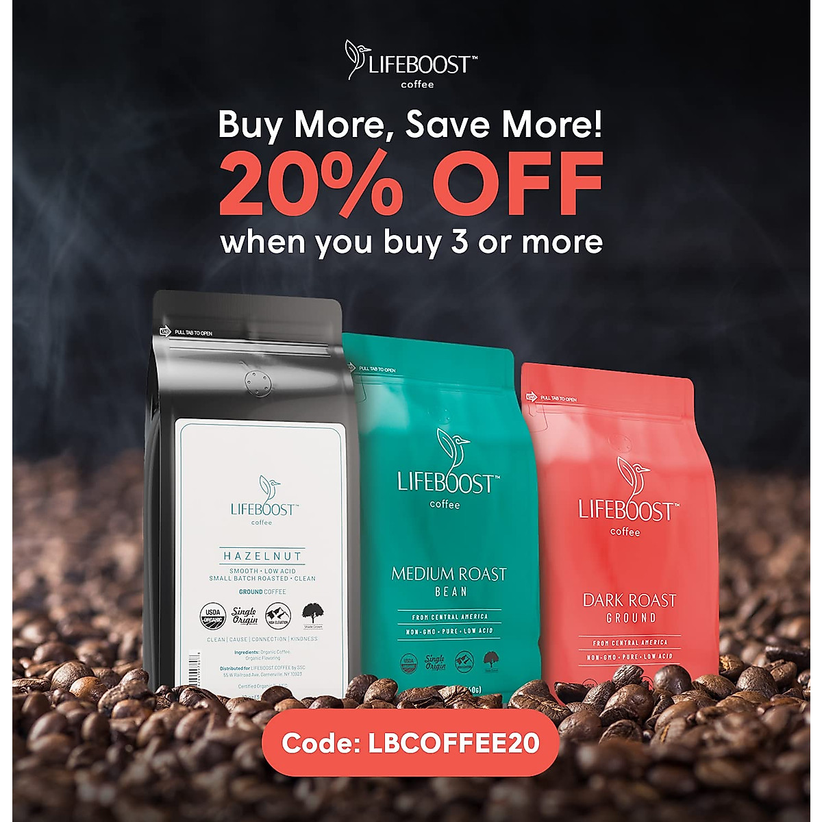 Lifeboost Coffee Whole Bean French Vanilla Coffee - Low Acid Single Origin Non-GMO Organic Coffee - Third Party Tested For Mycotoxins & Pesticides - 12 Ounces