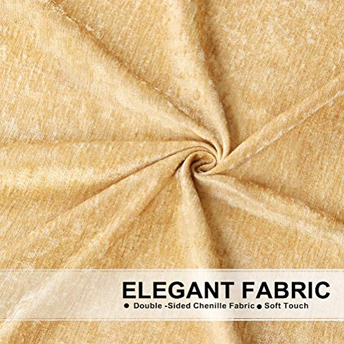 ELKCA Thick Chenille Waterfall Swag Valances for Living Room Gold Valance Window Curtains for Kitchen,Pack of 2 (Gold, 30" W x 22" L)