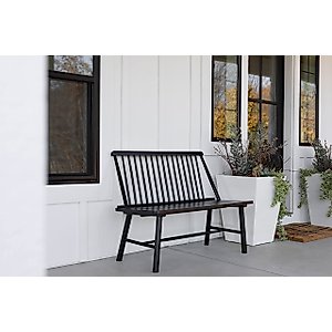 Woodlawn&Home Hardwood Farmhouse Bench in Black Finish, 901029