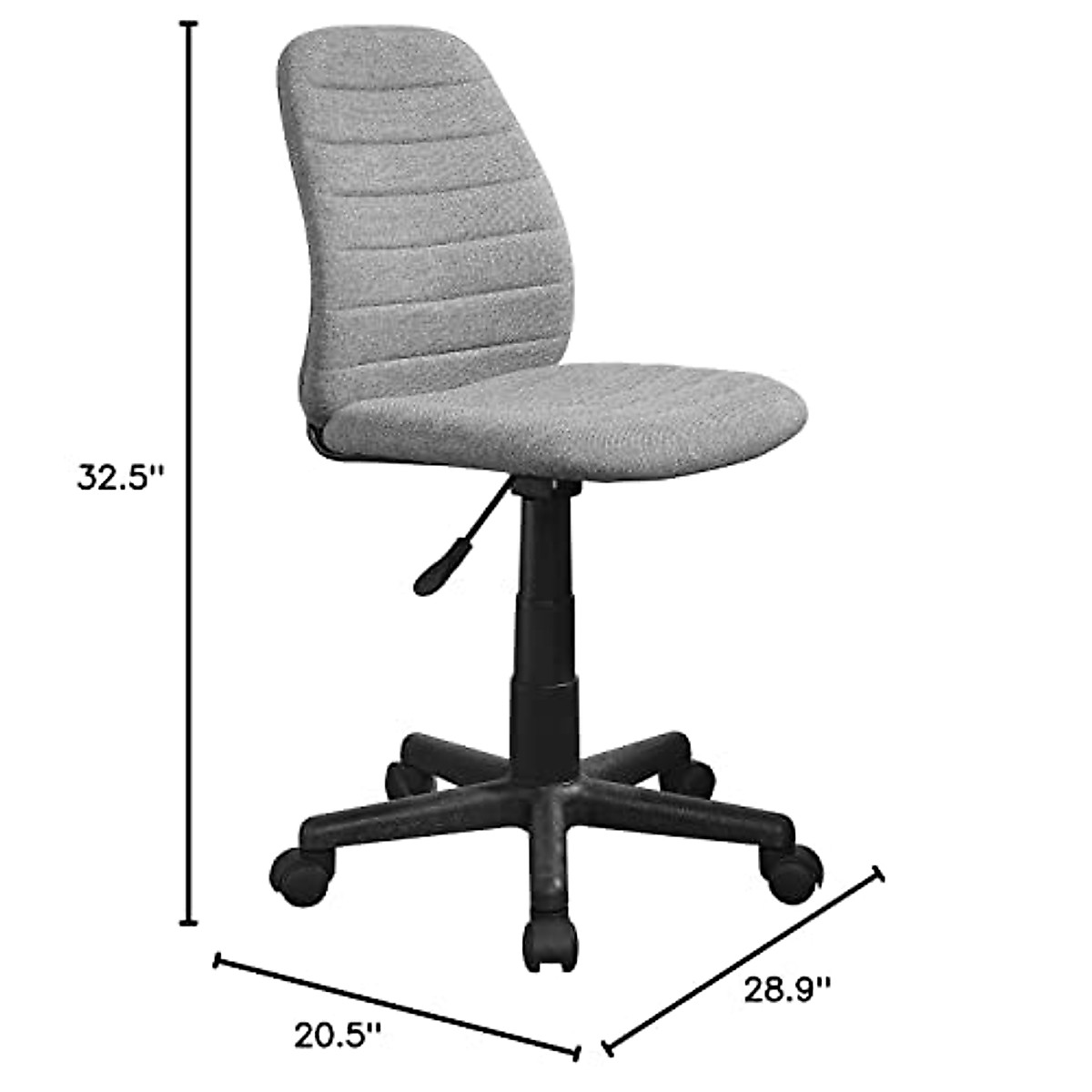 Urban Shop Padded Fabric High Back Rolling Home Office Chair, Grey