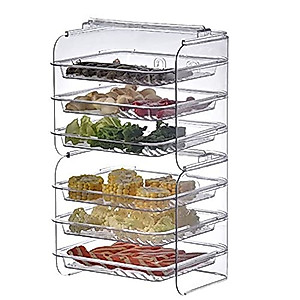 Baotkere Kitchen Multi-Function Fruit and Vegetable Preparation Plate, Side Dish Stacking Storage, Punch-Free Household Hot Pot Dish, Multi-Layer Sorting Tray, Kitchen Sundries Rack