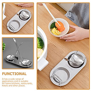 Cabilock Stainless Steel Spoon Rack Ladle Rest Chopsticks Pillow Pot Spoon Holder Cutlery Stand Pan Lid Holder Gold Spoon Rest Utensils Rest Utensil Holder Household Cutlery Rack