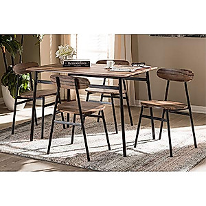 Baxton Studio Darcia 5 Piece Dining Set in Brown and Matte Black