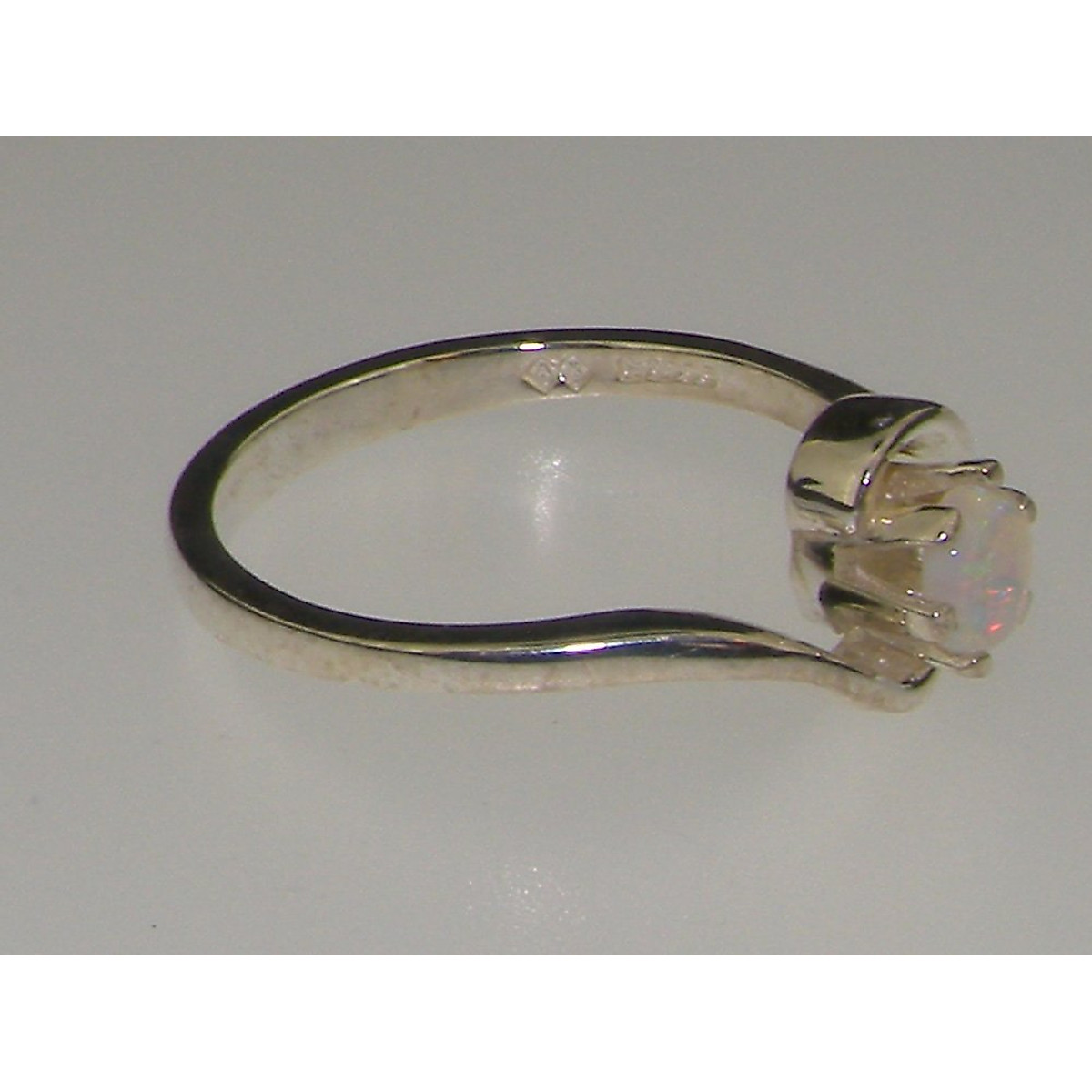 925 Sterling Silver Natural Opal Womens Solitaire Ring - Size 7.5