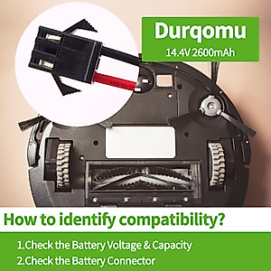 Durqomu 14.4V 2600mAh Li-ion Battery Replacement Compatible with X500 Eufy Robovac 11S MAX 12 15C 15T MAX 25C 30C G10 Hybrid G20 G30 G35 Edge R450 R500 and Ecovacs Deebot N79 N79S DN622