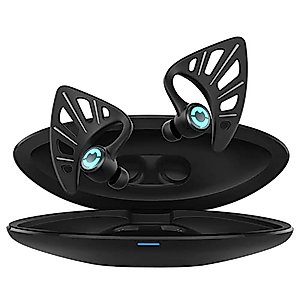 YOWU Elf Ear Headphones, Wireless 5.0 Earphones, 10 Colors RGB Effects with App Control, Dual Microphone Noise Reduction, IPX4 Water Resistant, Elf in-Ear Earbuds with Charging Case -Black