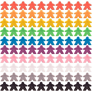 Brybelly 100 Wood Meeples| 16mm Extra Board Game Pieces in 10 Colors|Bulk Replacement Tabletop Games & Strategy Game Expansion