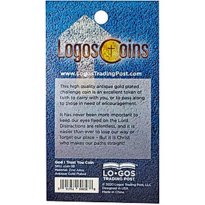 God I Trust You Christian Challenge Coin, Trust in The Lord with All Your Heart, Pocket Token of Trust and Serenity, Antique Gold Plated Proverbs 3:5-6 Gift