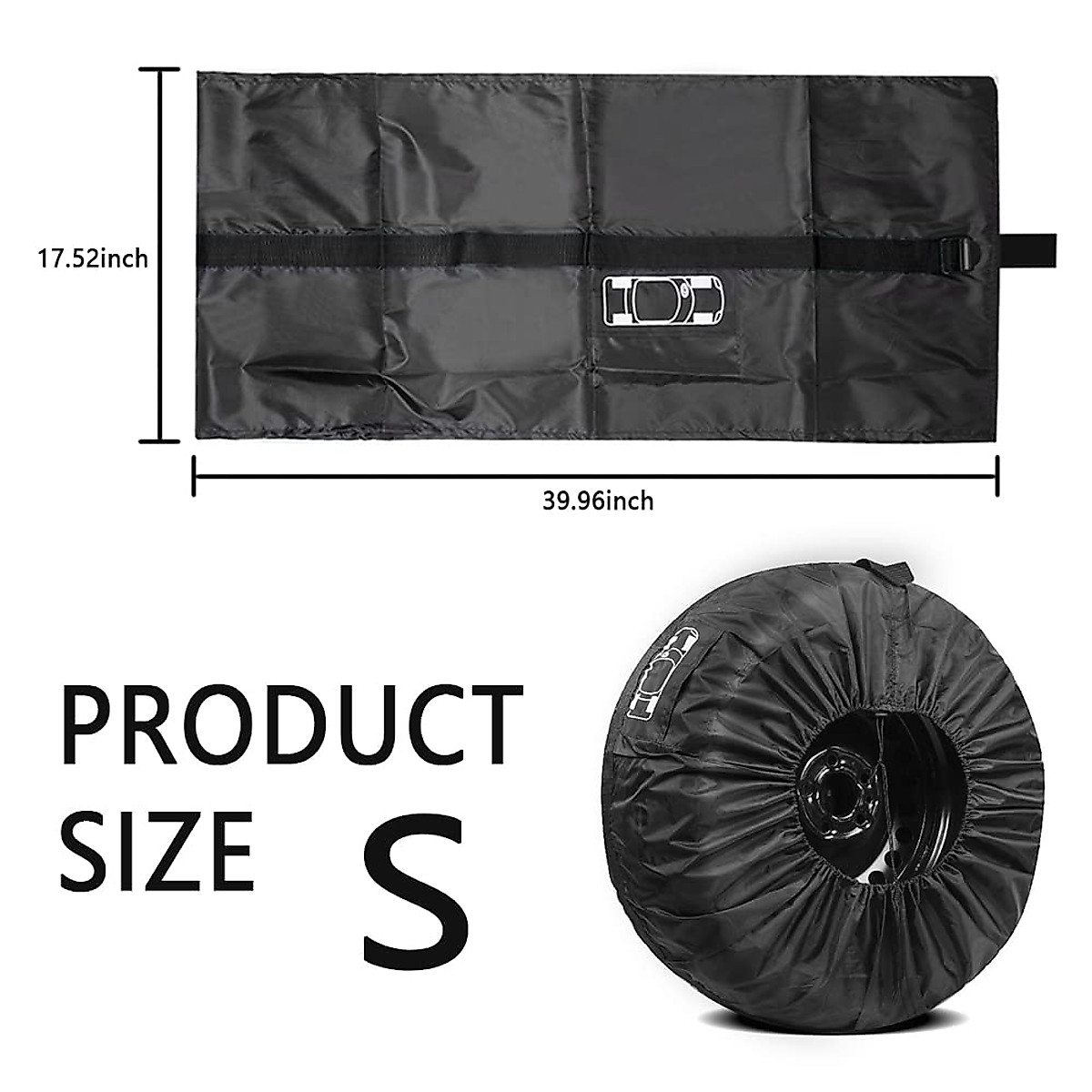 Sun Protection Waterproof Car Spare Tire Cover with Tool Bag Design,Prevent The Spare Tire Wear Aging Snow Tire Storage Bag Travel Accessories for Most Car SUV Truck(Fits for Tire Diameter 17-23inch)