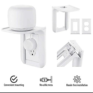 LOUIS FELT 2 Pack Single Wall Outlet Shelf. Home Wall Shelf Organizer for Outlets. Perfect for Bathroom, Kitchen, Bedrooms with Cord Management and Easy Installation - Space Saving Solution. (White)