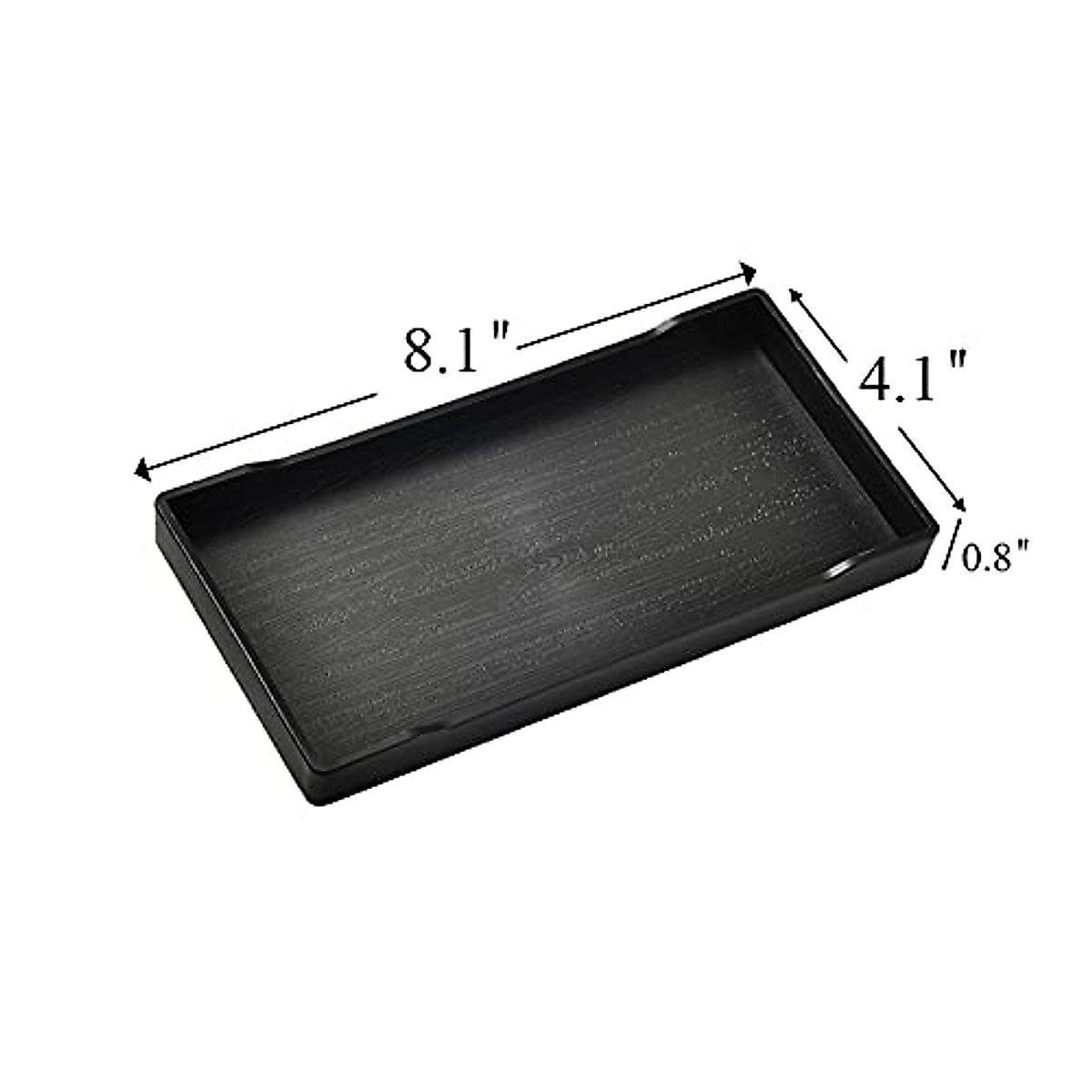 VCREATC Small Black Mini Tray (8 inch x 4 inch) for Kitchen Counter, Bathroom for Vanity Items, Coffee Accessory, Bar, Serving Seasoning, Salt and Pepper, Soap, Perfume or Display Use.
