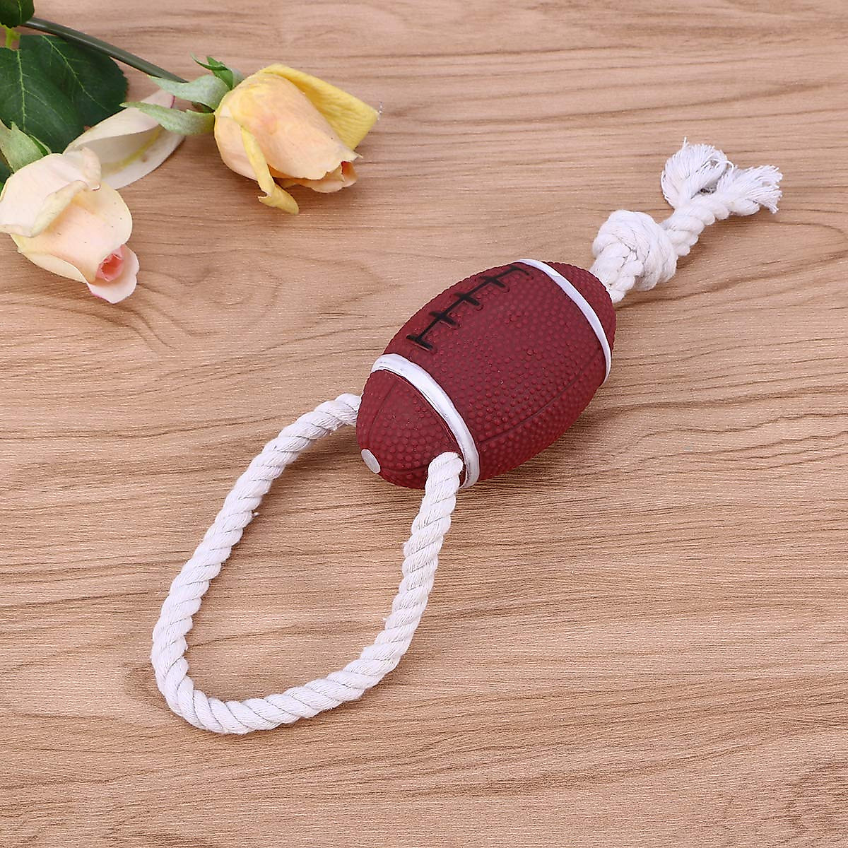 GAOF Dog Ball Toy Fun Squeaky Rugby Football with Natural tug Rope Premium pet Toy pet Supplies