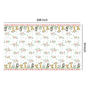 HIPVVILD Safari Tablecloth for Girls - Disposable Jungle Party Tablecover Supplies, Jungle Animal Safari Theme Birthday Baby Shower Table Cloth Decorations - 4 Pack (54in x 108in)