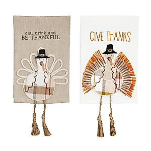 Mud Pie Thanksgiving Turkey Dangle Leg Towel, Give Thanks, 21" x 14"