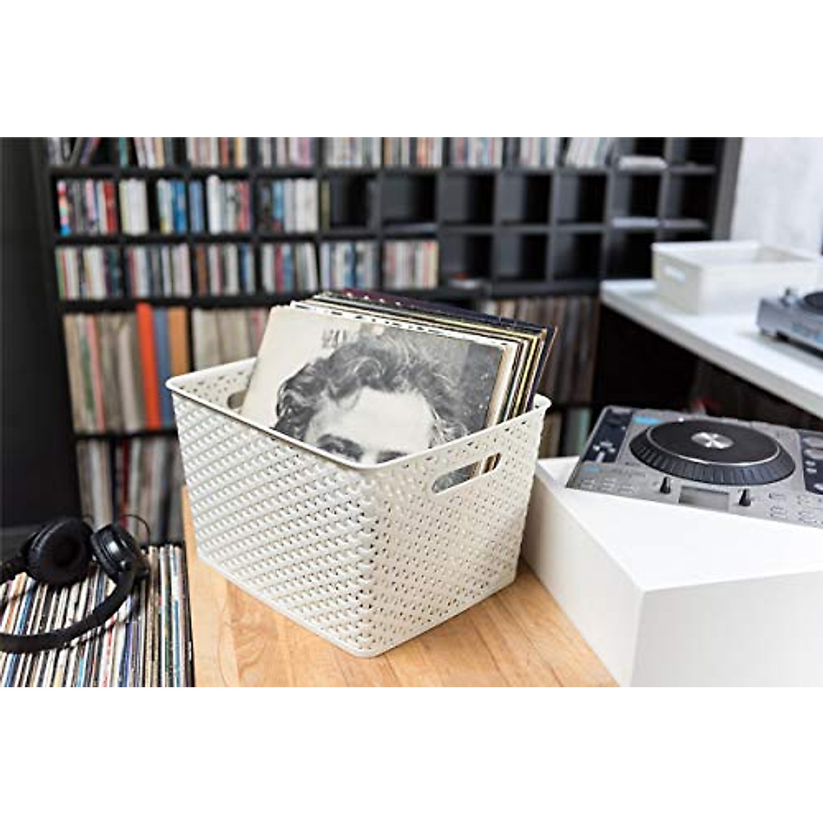 Curver My Style Large Rectangular Storage Basket, Vintage White, 18 Litre