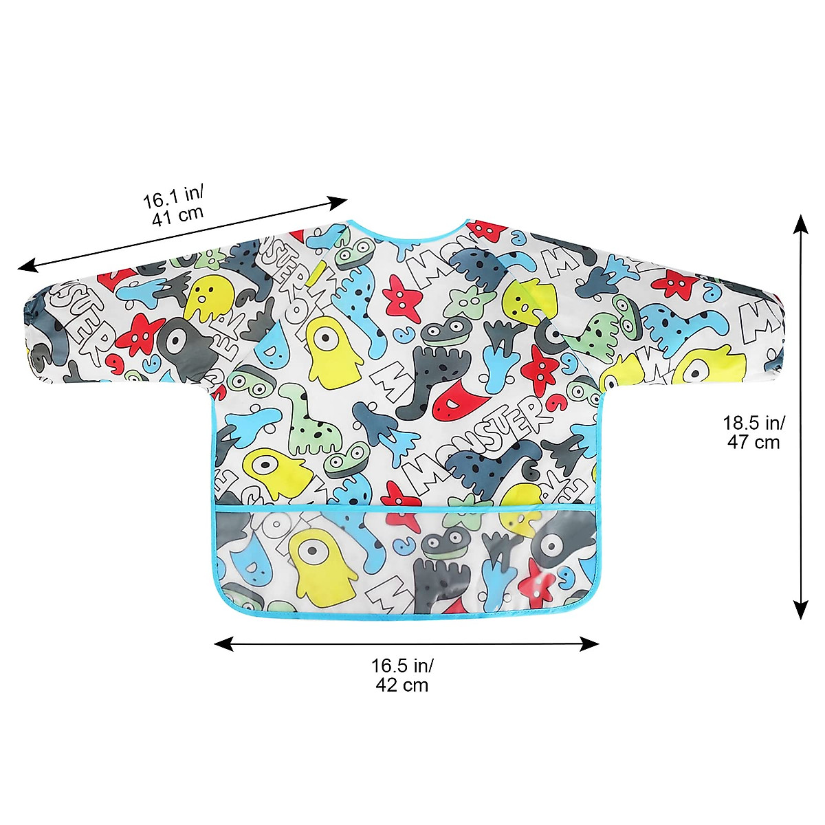 Accmor 4 Pcs Baby Long Sleeve Bibs, Waterproof Baby Bibs with Pocket, Toddler Sleeved Bib, Baby Smock for Eating Feeding, 24-36 Months