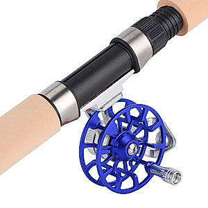 Diydeg Telescopic Fishing Pole, Firm Reel Base Portable Ice Fishing Rods Lightweight Mini Pocket for Sea Saltwater Freshwater for Ice Fly Fishing for Festivals Gift(Blue)