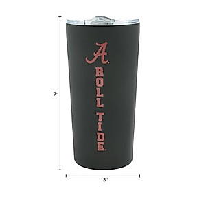 Decorvo Officially Licensed Collegiate Stainless Steel Tumbler - Double Walled Insulated Travel Thermos with Slide Lid - 18 oz (Alabama - Black)