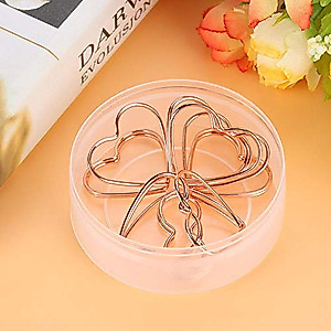 5pcs Paper Clips Rose Gold Color Metal Electroplating Heart Shape Page Marker Funny Bookmark Clip for Office Supplier School Student
