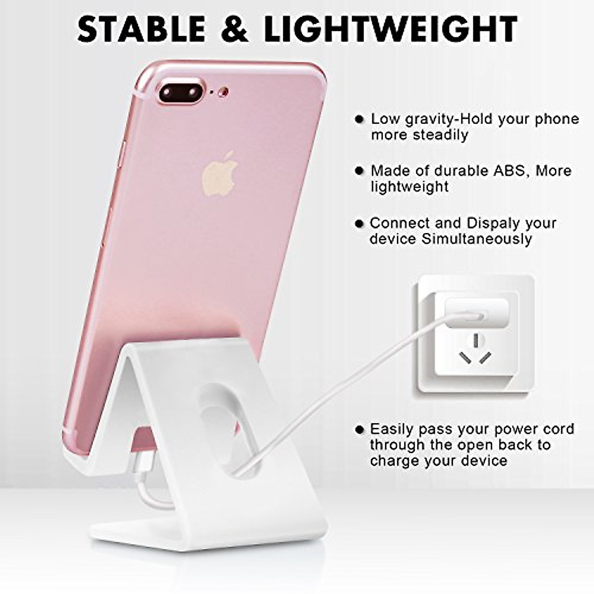 COOLOO Cell Phone Stand,【2 Pack】 Tablets Stand Desktop Cradle Holder Dock for Smartphone E-Reader, Compatible Phone Xs Max X 8 7 6 6s Plus 5 5s, Charging, Universal Accessories Desk (White)