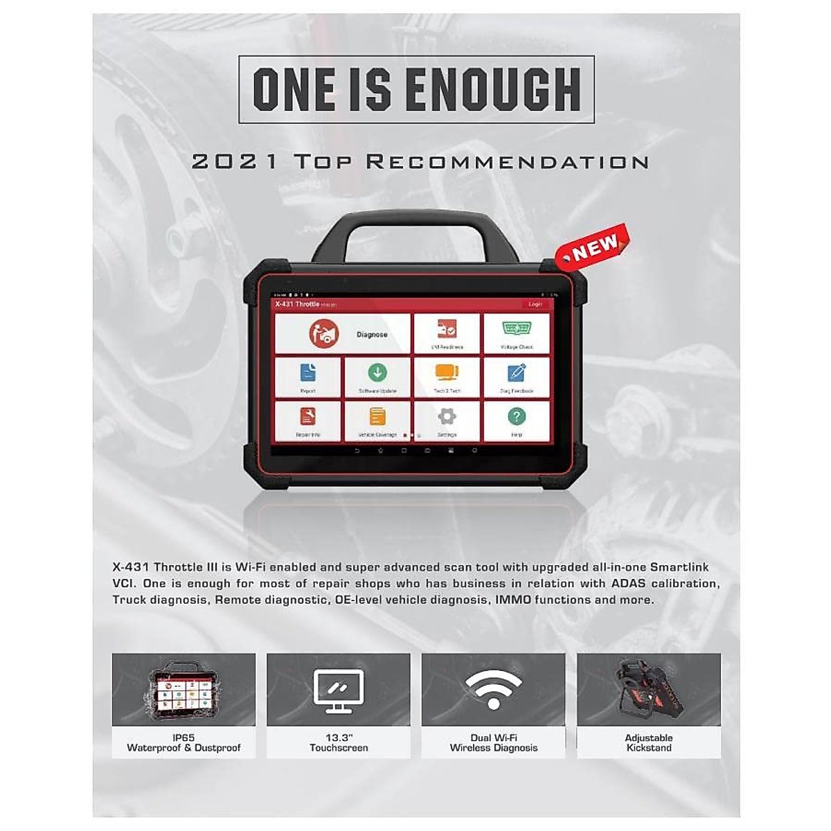 Launch Tech US Version X-431 Torque III Professional Automotive Code Assist Scan Tools, OBD2 Scanner 10.1”inch touch screen Full System Car Diagnostic Scan Tool, Free Update (301190720)