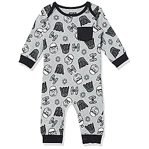 Amazon Essentials Disney | Marvel | Star Wars Unisex Babies' Cotton Coveralls, Pack of 3, Star Wars Tiny Trooper, 12 Months
