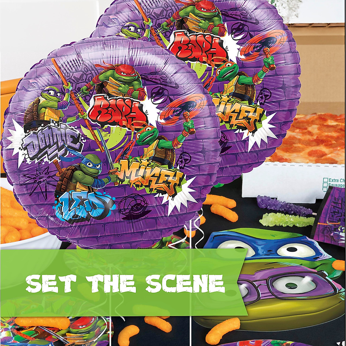 Teenage Mutant Ninja Turtle Balloons | 2 Pack | TMNT Ninja Turtle Party Decorations and Supplies | Sticker