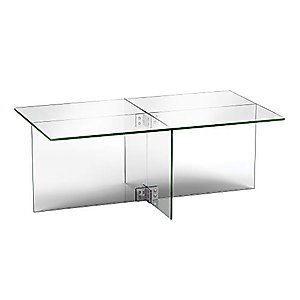 Henn&Hart Coffee Table, One Size, Clear Glass, 16" H x 42" L x 24" W
