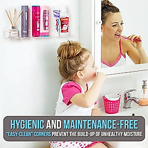 Pretty Display Acrylic Bathroom Shelves [2 Pack] Wall Mounted 15" Shelf Set - Crystal Clear Floating Shelves, Easy to Wall Mount, Rust-Proof & Maintenance-Free