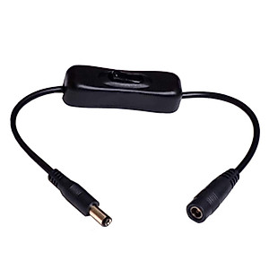 Qaoquda 2pcs DC 5.5mm x 2.1mm Male to Female DC Power Inline Cable with On Off Switch Jack Connector for Led Strip Light CCTV Camera, No Need Soldering (5.5X2.1mm)