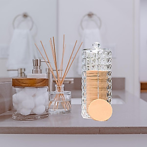 MIAO YUAN 2PCS Cup Holders with Lid, Transparent Acrylic Storage Container for Disposable Cups Bathroom Mouthwash Cups, Clear Jar for Storage of Makeup Cotton Pads, Powder Puff Storage Organizer