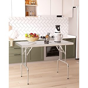 Garvee Stainless Steel Folding Table 24 x 48 Inches, NSF Commercial Portable Prep & Work Table, Heavy Duty Table for Outdoor Camp Picnic Party Restaurant, Home and Hotel