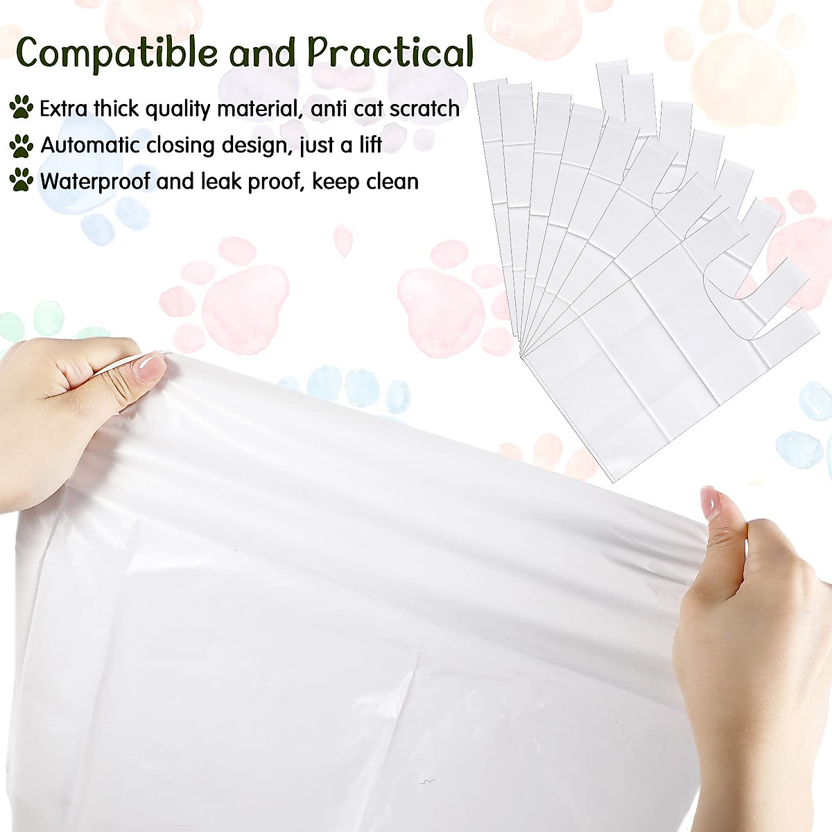 Yunlly 100 Pcs Cat Litter Box Liners Compatible with LitterMaid 13 x 22 Inch Heavy Duty Cat Litter Bags Trash Liners with Handles for Use in Self Cleaning Litter Waste Trays Cat Pan Waste Bin