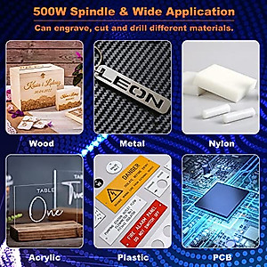 500W CNC Router Machine, 4540 CNC Machine for Metal, 3-Axis Stainless Steel Engraving Milling Machine for Carving Cutting Wood Acrylic PCB MDF Nylon, Working Area 430x390x90mm (16.9x15.4x3.5”)