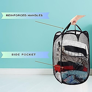 Simplized Popup Laundry Hamper - (1 & 2 Pack) Foldable Pop-up Mesh Hamper Dirty Clothes Basket with Carry Handles