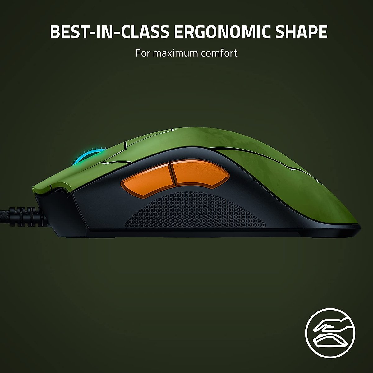 Razer DeathAdder V2 Gaming Mouse: 20K DPI Optical Sensor - Fastest Gaming Mouse Switch - Chroma RGB Lighting - 8 Programmable Buttons - Ergonomic Shape - Halo Infinite Edition