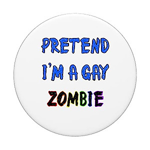 Pretend I'm A Gay Zombie Halloween Gay Bigender Pride Flag PopSockets Swappable PopGrip