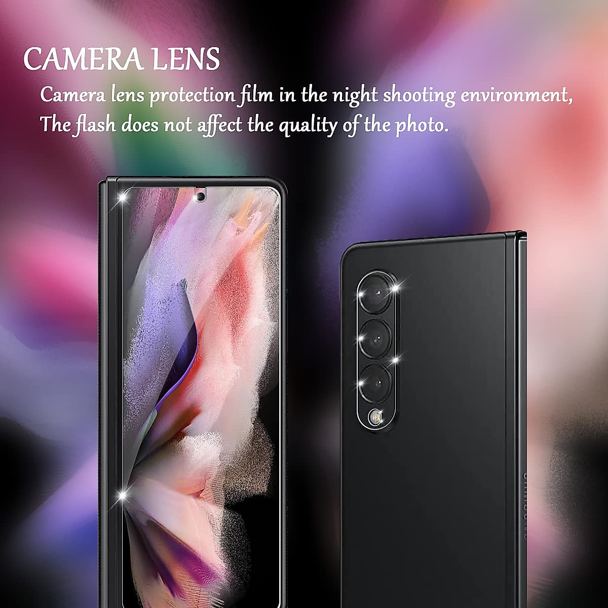 Galaxy Z Fold 3 5G Screen Protector + Camera Lens Protectors By YEYEBF, [2+2 Pack] Full Coverage Tempered Glass Screen Protector for Galaxy Z Fold 3 [Case-Friendly][Anti-Shatter][3D Glass]