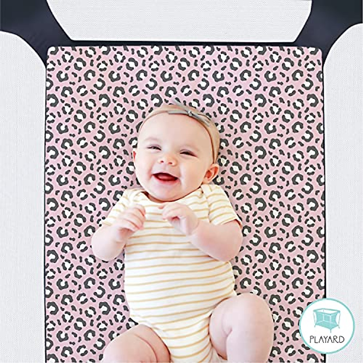 The Peanutshell Fitted Pack n Play, Playard, Mini Crib Sheets for Baby Girls | 2 Pack Set | Cheetah Animal Print