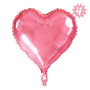 xo, Fetti Pink Heart Foil Balloon Set - 4 pc | Birthday Decorations, Bachelorette Backdrop, Valentine's Day Baby Shower, Vday, Wedding Photo Booth