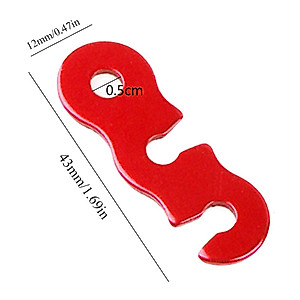 PZRT 10pcs Aluminum Alloy Guyline Cord Adjuster Tent Tensioners Red Rope Adjuster for Outdoor Camping Hiking 4.3x1.2cm
