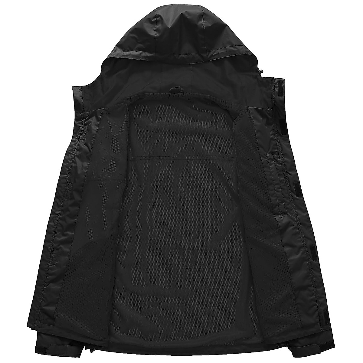 TBMPOY Men's Lightweight Rain Jackets Waterproof Hooded Running Cycling Hiking Raincoat Outdoor Windbreaker Black XXL